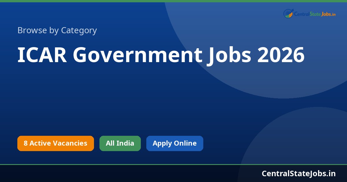 ICAR Government Jobs June 2026 | 22 Vacancies | Central State Jobs