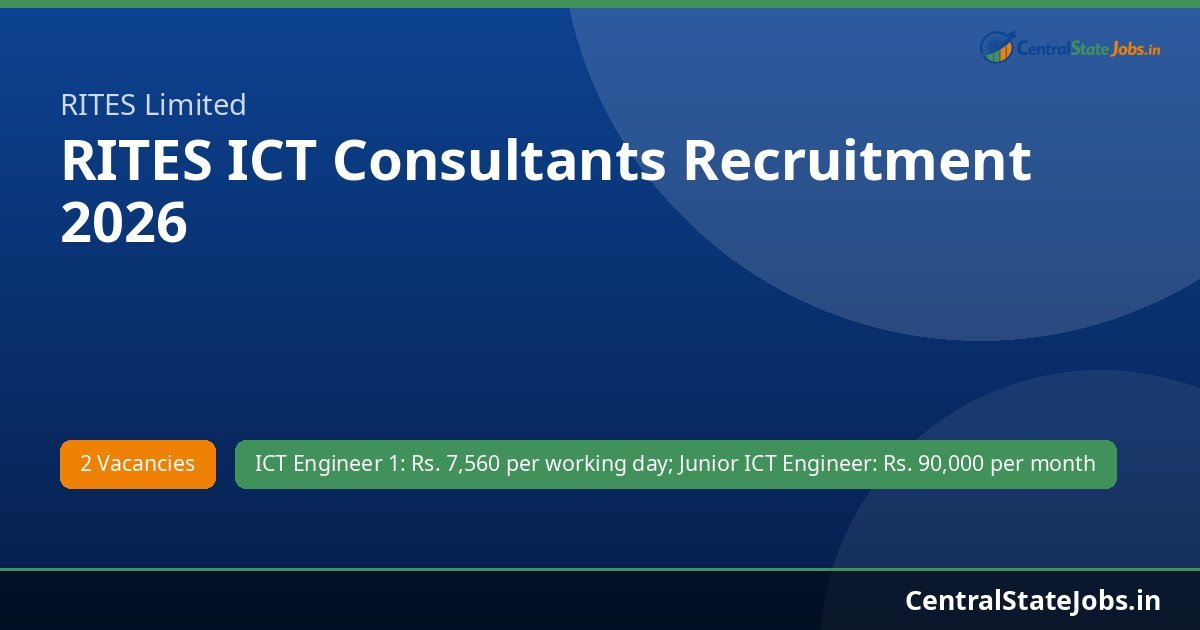 RITES ICT Consultants Recruitment 2026 | Central State Jobs