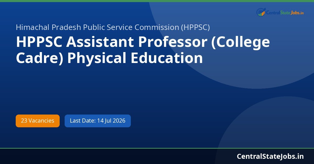 HPPSC Assistant Professor (College Cadre) Physical Education ...