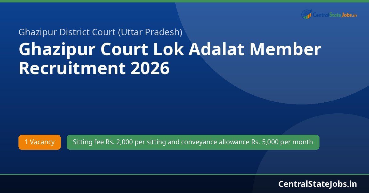 Ghazipur Court Lok Adalat Member Recruitment 2026 | Central State Jobs