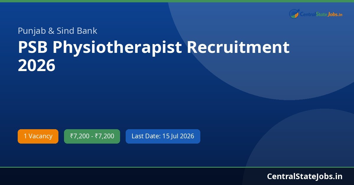 PSB Physiotherapist Recruitment 2026 | Central State Jobs