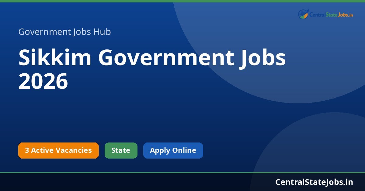 Sikkim Government Jobs June 2026 | 4 Sarkari Naukri Vacancies | Central ...